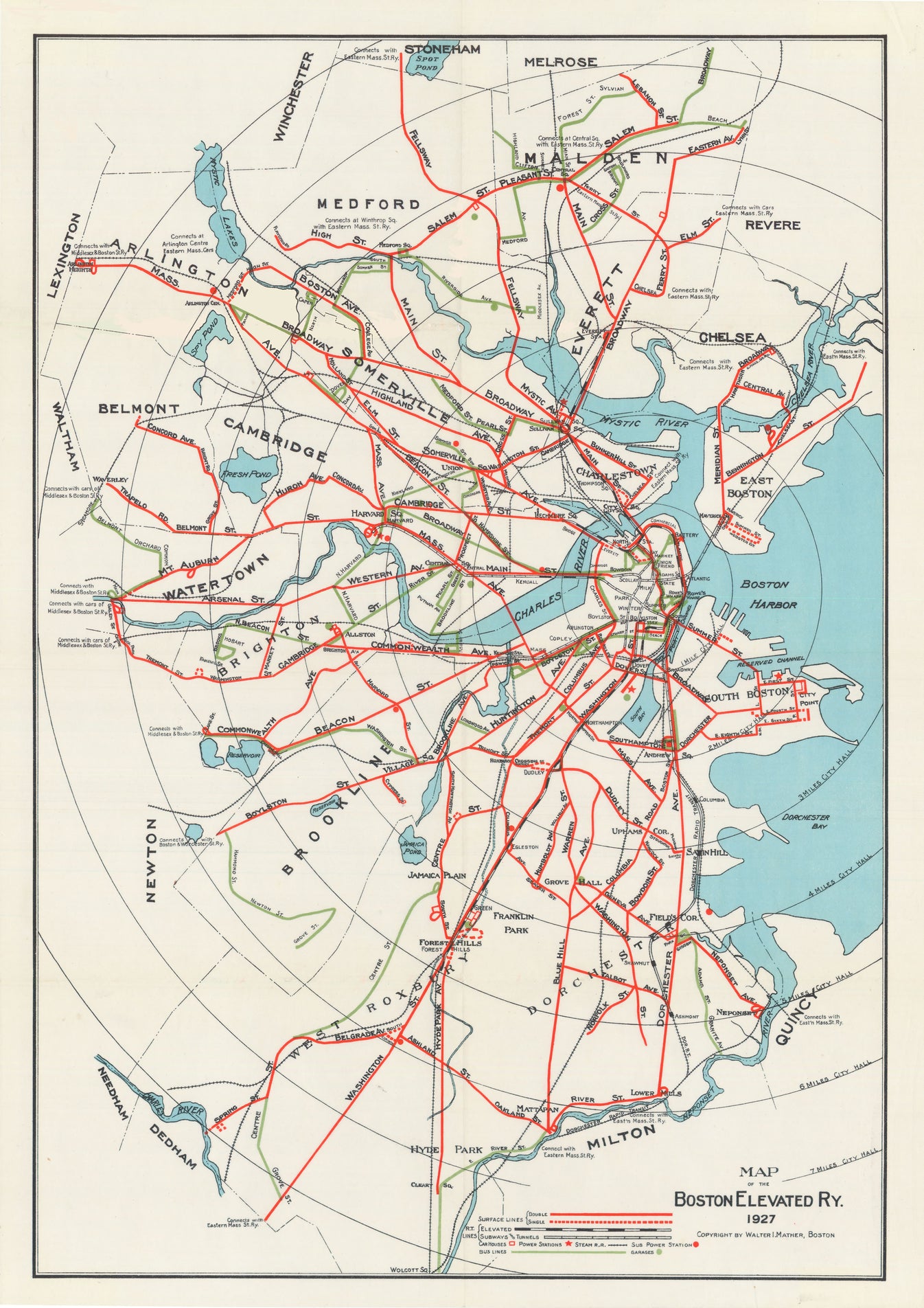 1927 Boston Elevated Railway Co. System Map – MBTAgifts