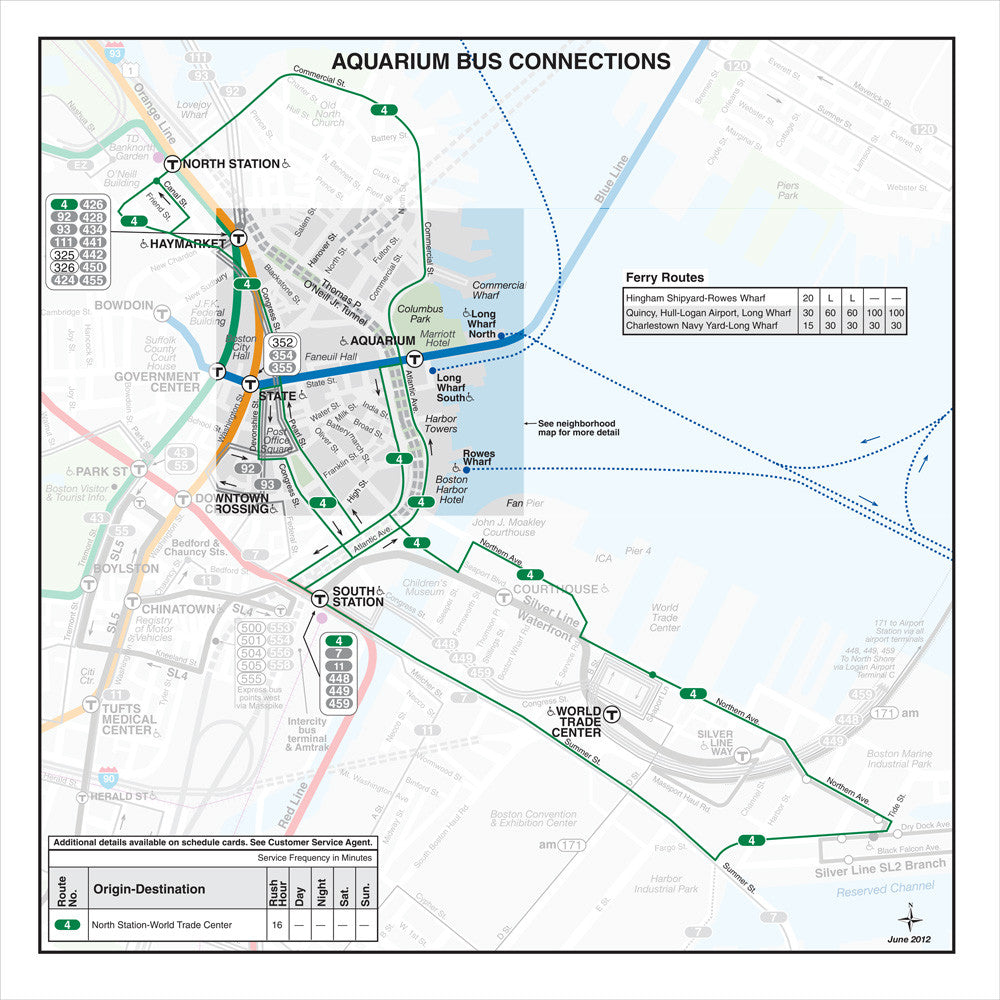 MBTA Aquarium Station Bus Connections Map (Jul. 2012) – MBTAgifts