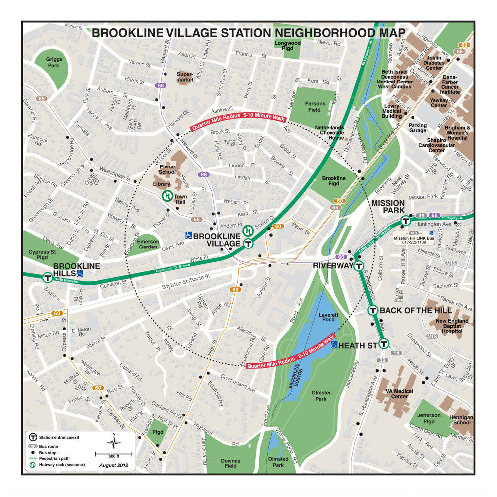 MBTA Brookline Village Neighborhood Map (Aug. 2012) – MBTAgifts