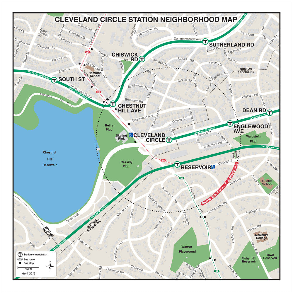 MBTA Cleveland Circle Station Neighborhood Map (Apr. 2012) – MBTAgifts