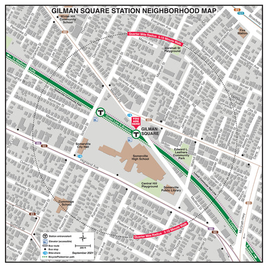Prints: MBTA Station Neighborhood Maps – tagged "Gilman Square" – MBTAgifts