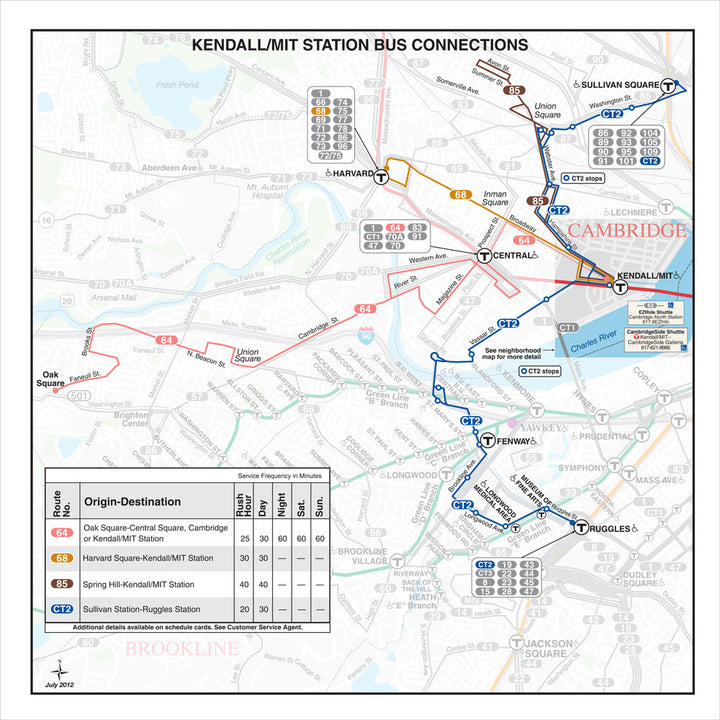 Prints: MBTA Station Bus Connections Map – tagged "Kendall/MIT" – MBTAgifts