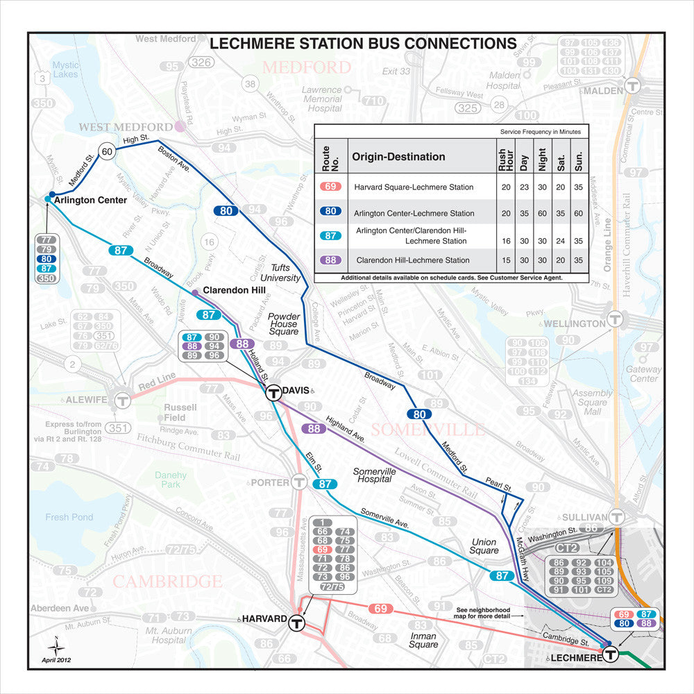 MBTA Lechmere Station Bus Connections Map (Apr. 2012) – MBTAgifts
