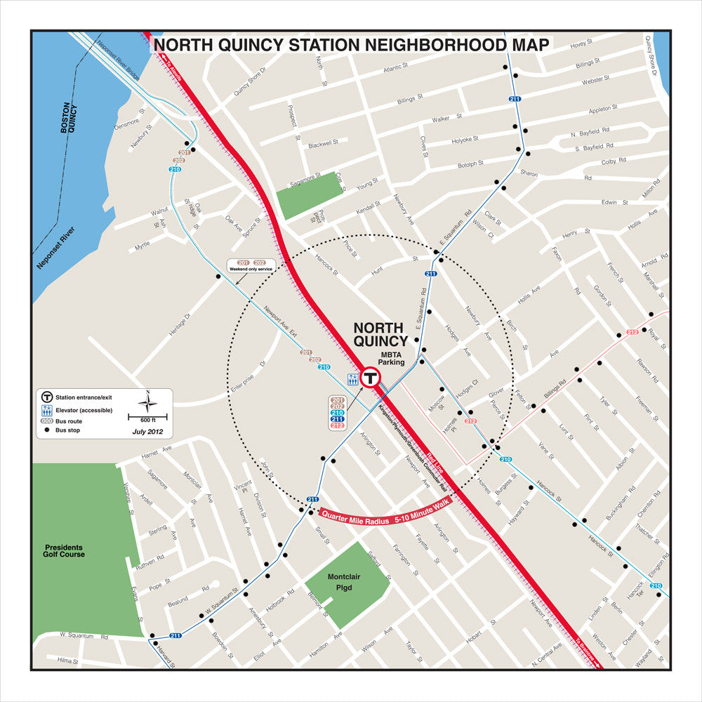 MBTA North Quincy Station Neighborhood Map (Jul.2012) – MBTAgifts