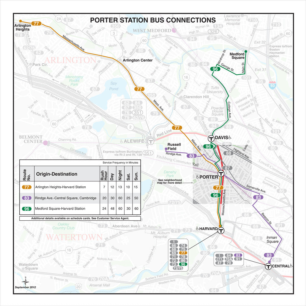 MBTA Porter Station Bus Connections Map (Sep. 2012) – MBTAgifts