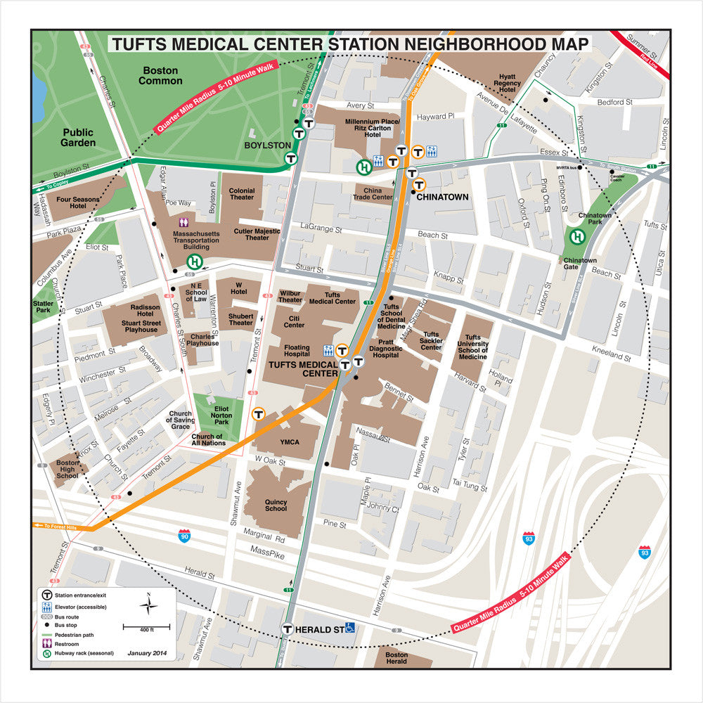 MBTA Tufts Medical Center Station Neighborhood Map (Jan. 2013) – MBTAgifts